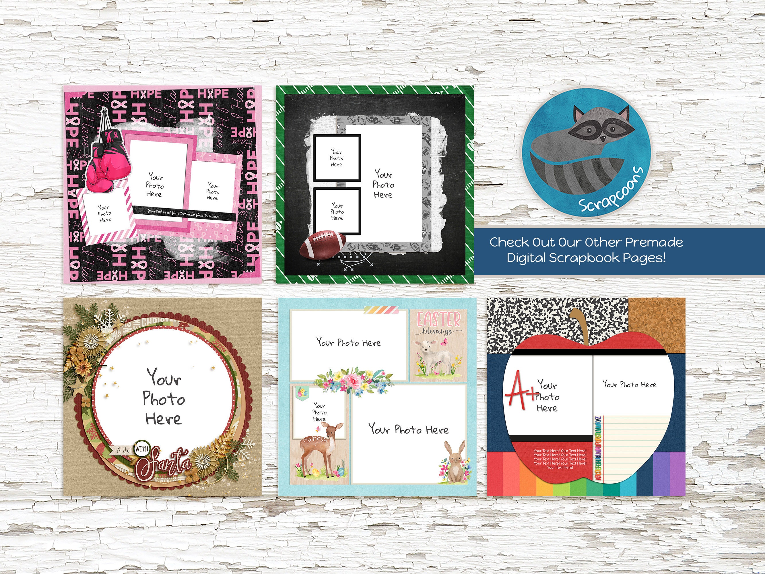 Baseball Scrapbook Layout for Kids | Little League Digital Pages | T ...