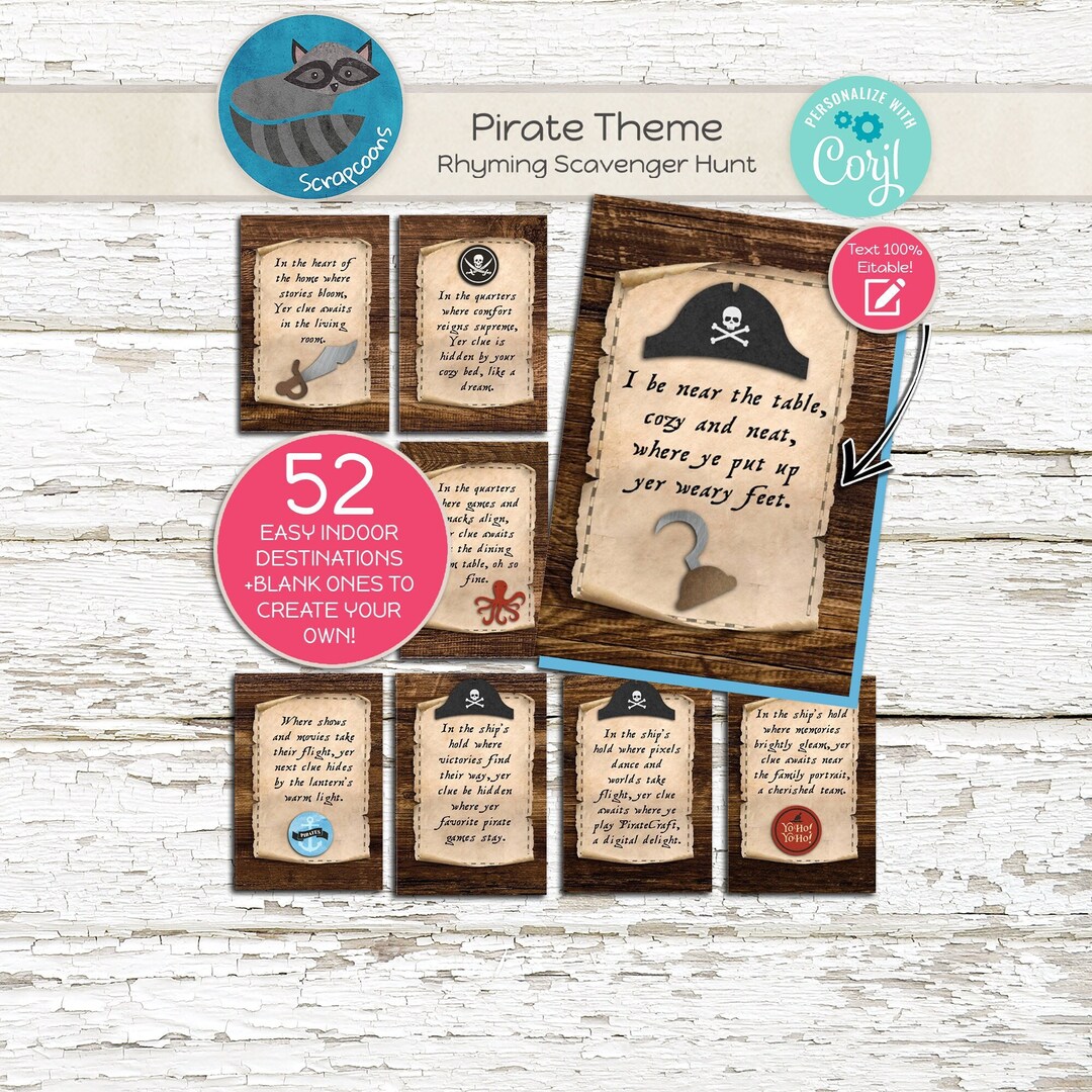 Pirate Treasure Hunt for Kids With Rhyming Clues - Etsy UK