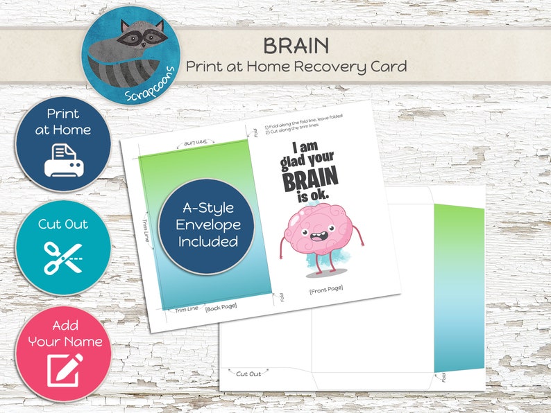 Brain Injury Get Well Card and Envelope Printable - Etsy