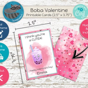 Boba Valentine's Day Cards Instant Digital Download, Personalize With ...