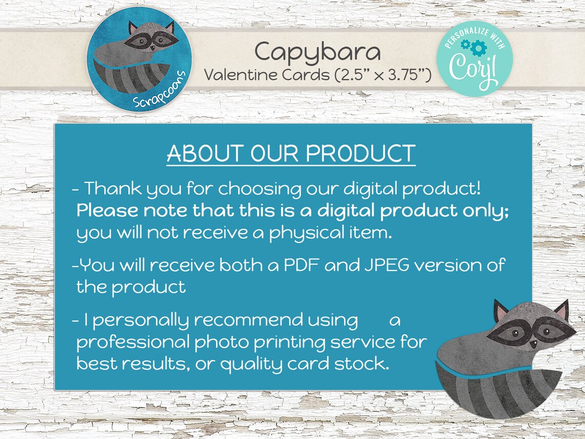 Capybara Valentine's Day Card Printable - Etsy