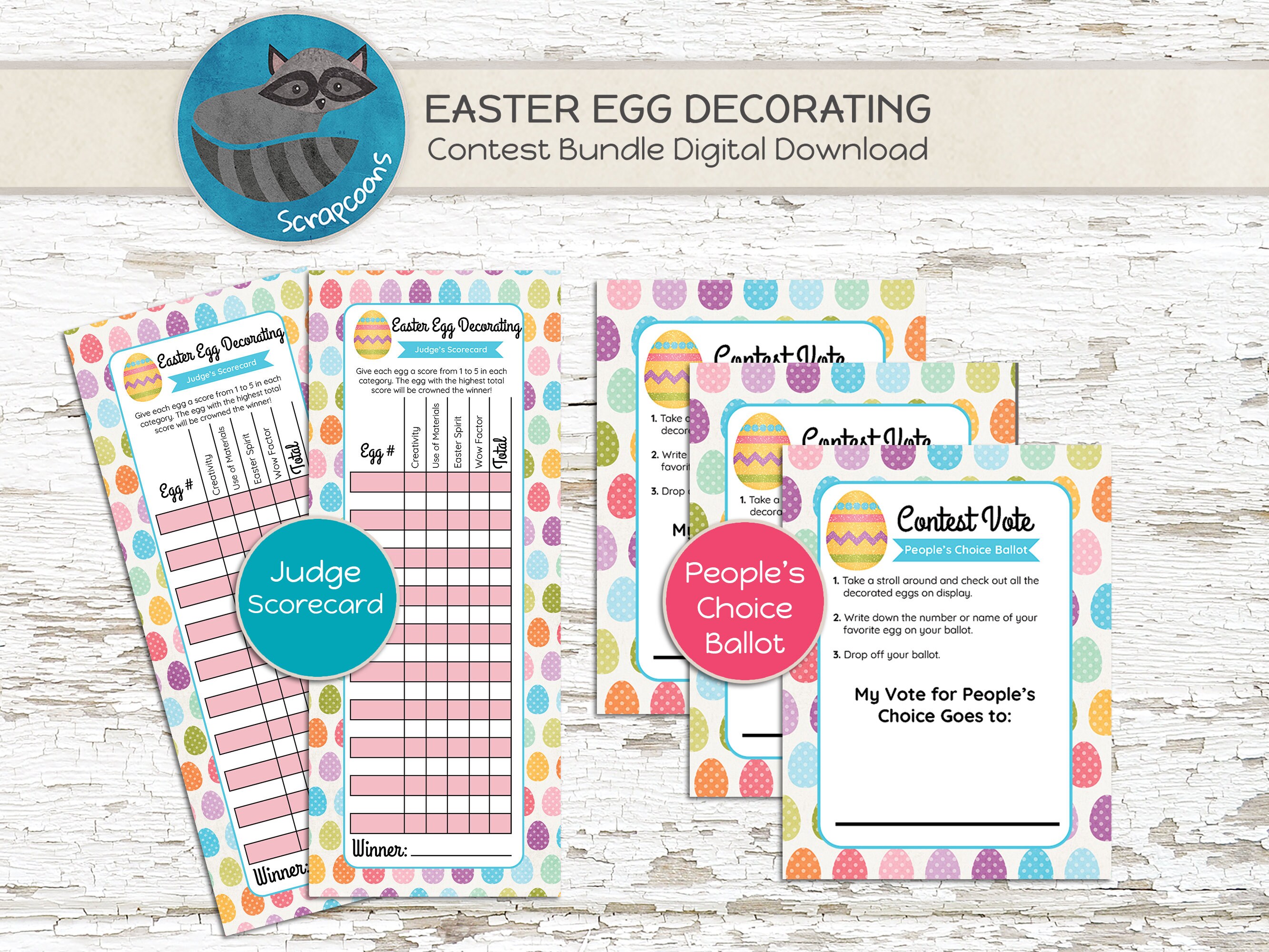 Easter Egg Decorating Contest Kit - Sign-up Sheet, Voting Ballot, Judge ...
