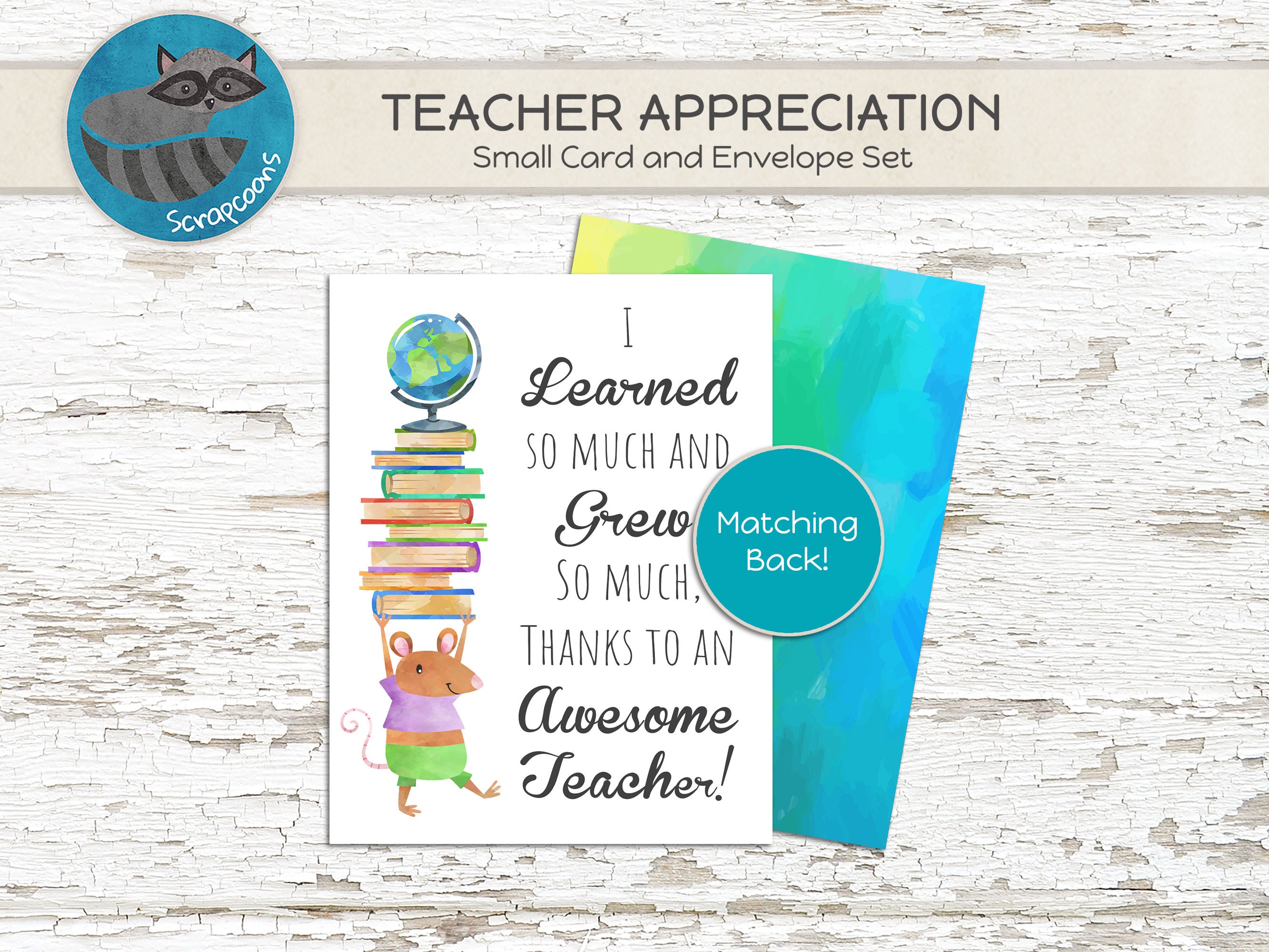 Teacher Appreciation Card, Printable Elementary Teacher Gift - Etsy