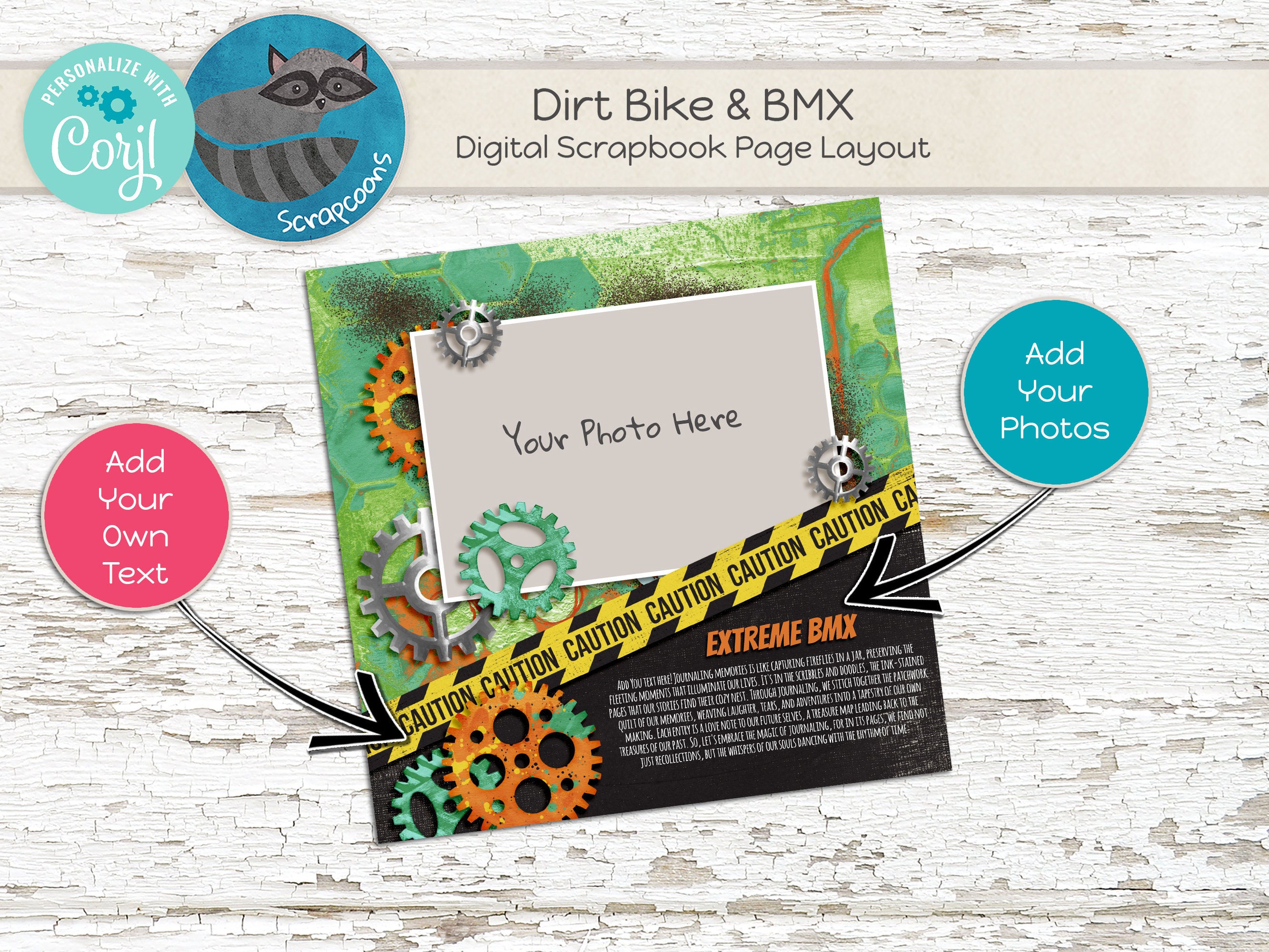 Dirt Bike & BMX Digital Scrapbooking Quick Page - Etsy