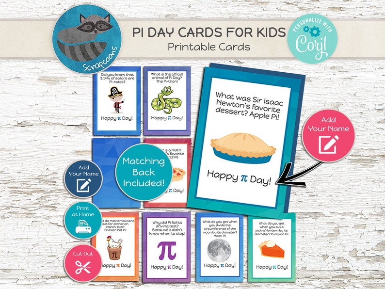 Pi Day Cards for Kids, Print-at-home - Etsy