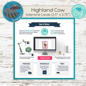 Adorable Highland Cow Valentine's Day Card Printable - Etsy