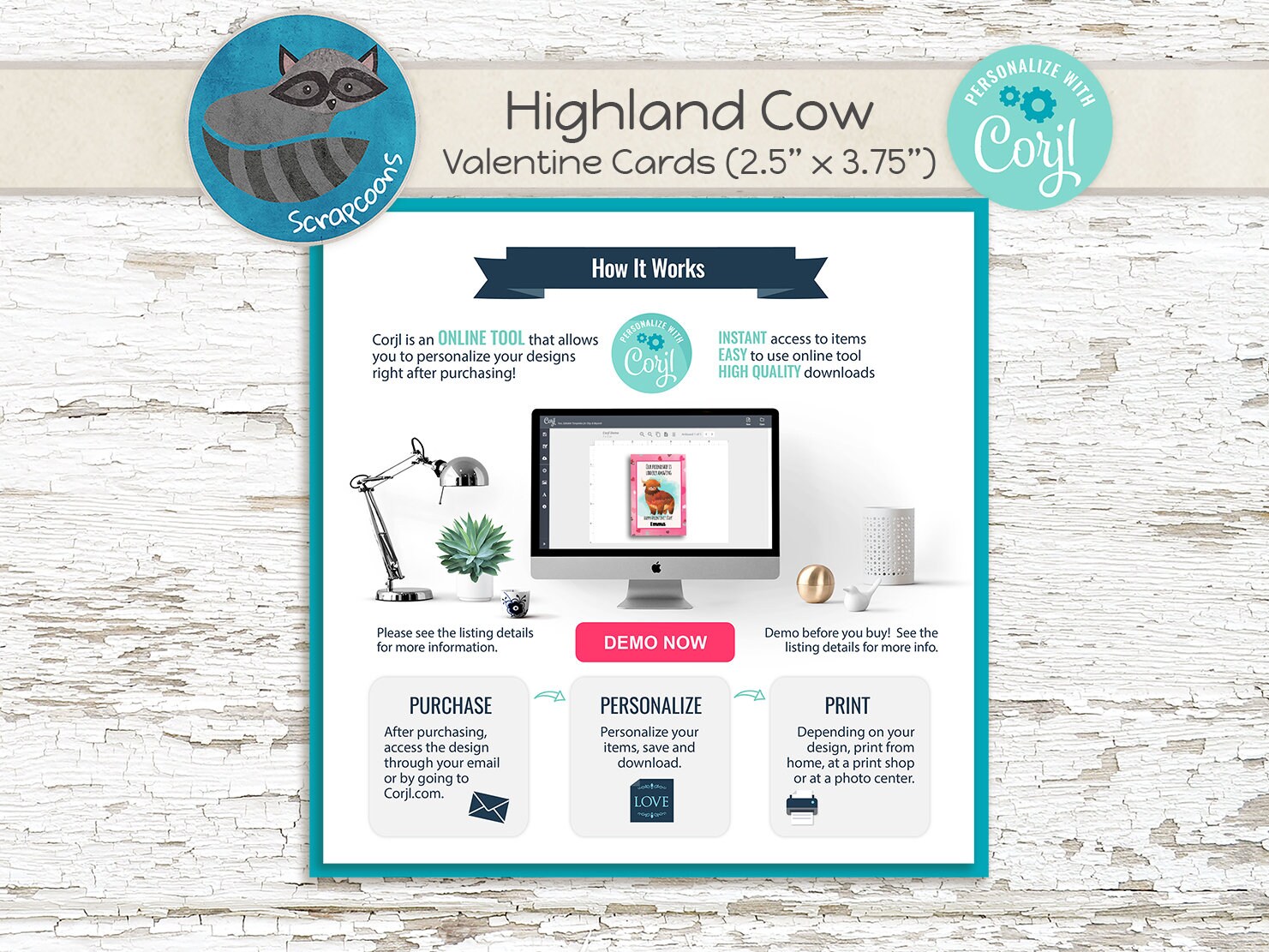Adorable Highland Cow Valentine's Day Card Printable - Etsy