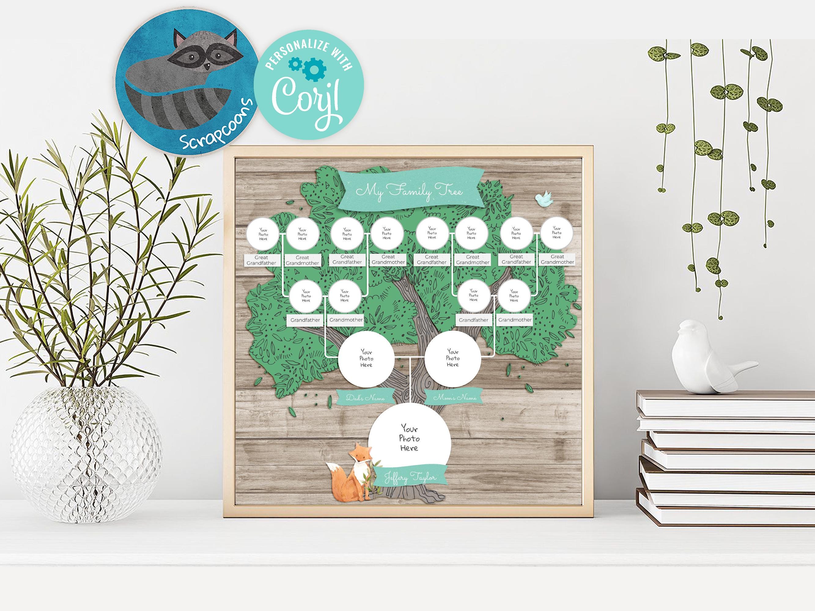Baby Boy Family Tree Template: Editable Blue Ancestry Chart 12x12 ...
