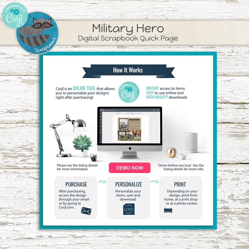 Military Hero Themed Digital Scrapbook Pages - Etsy