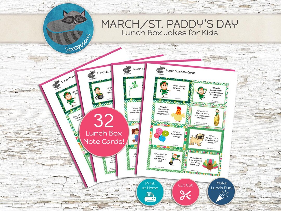 St. Patrick's Day Lunchbox Jokes for Kids - March - Etsy