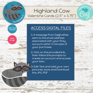 Adorable Highland Cow Valentine's Day Card Printable - Etsy