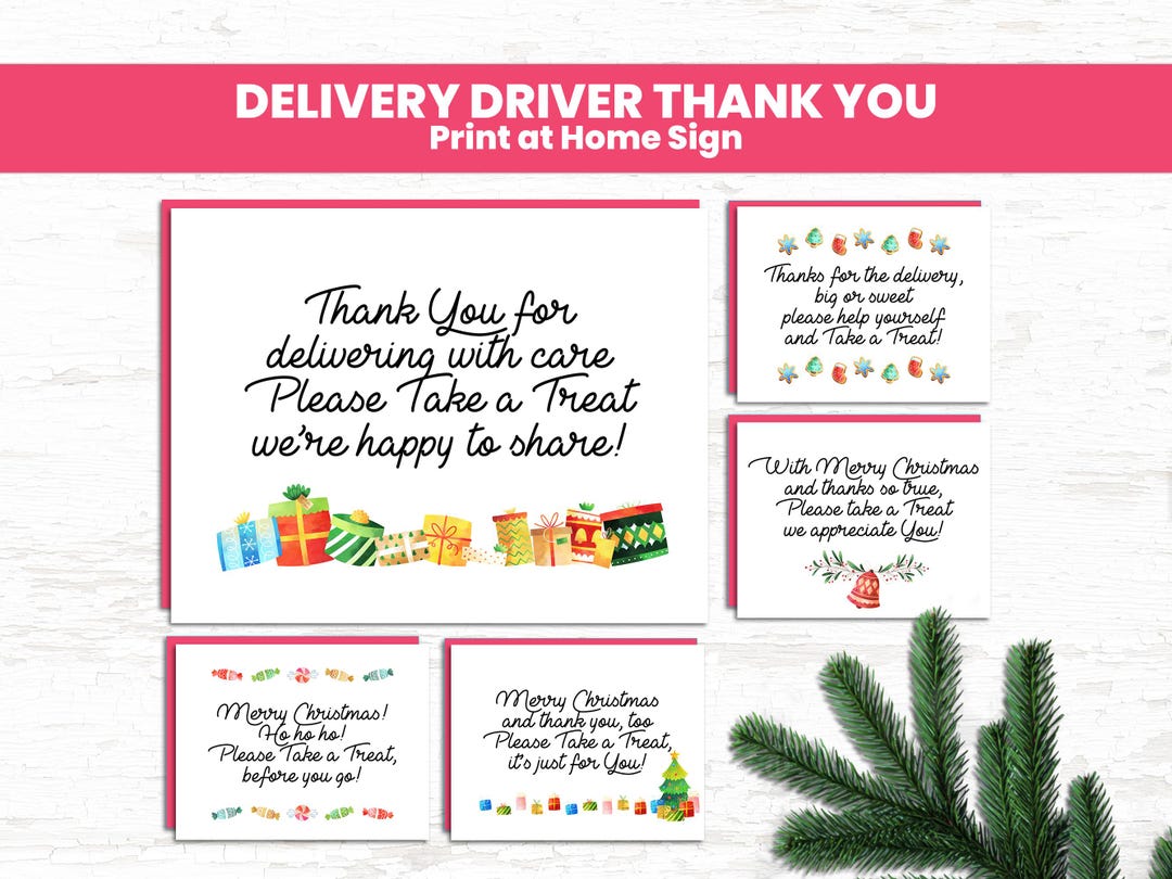 Delivery Driver Christmas Thank You Sign, Take a Treat - Etsy