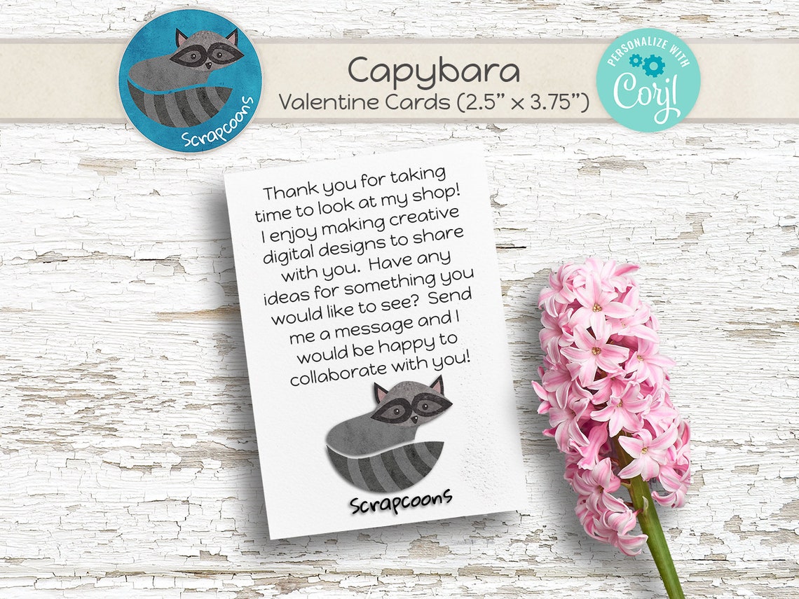 Capybara Valentine's Day Card Printable - Etsy