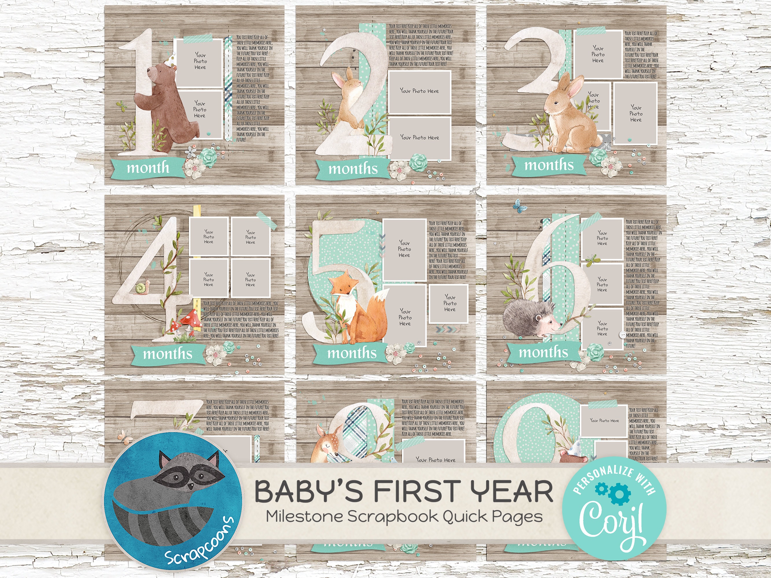 Baby Scrapbook Templates Printable Baby Scrapbook Pages Etsy