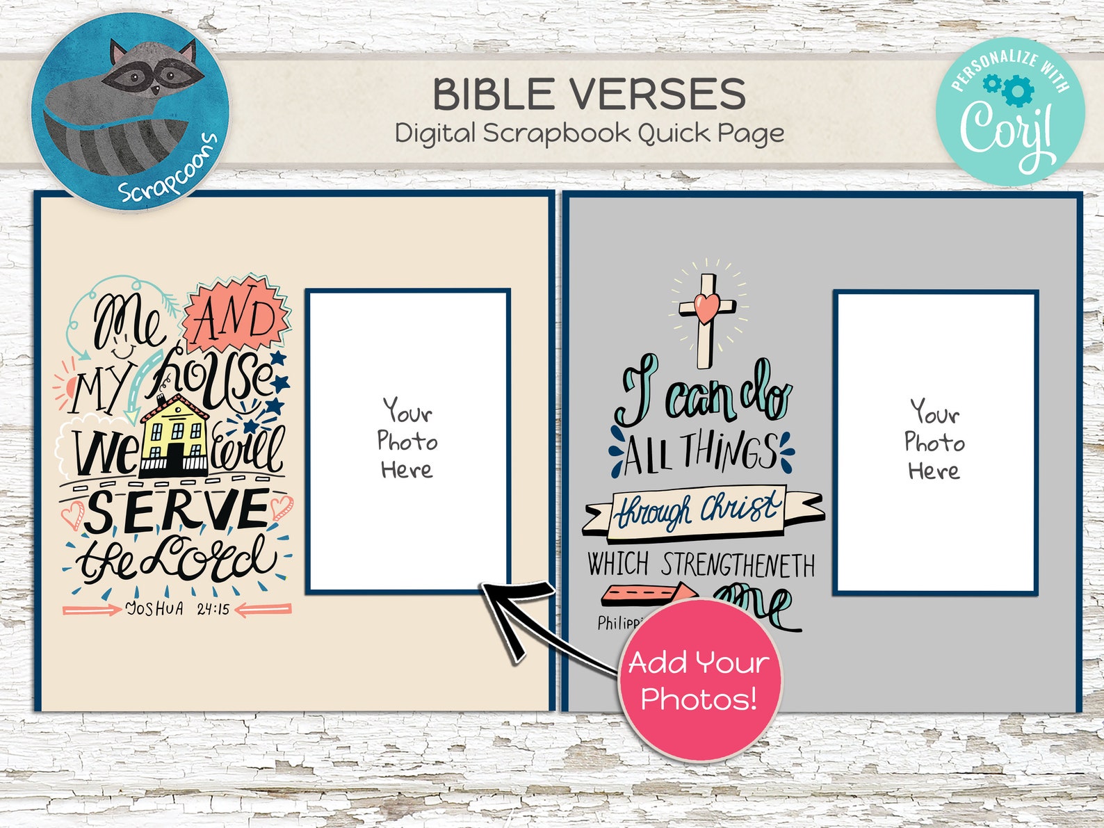 Bible Verse Digital Scrapbook Quick Page - Edit Template With Corjl - Etsy