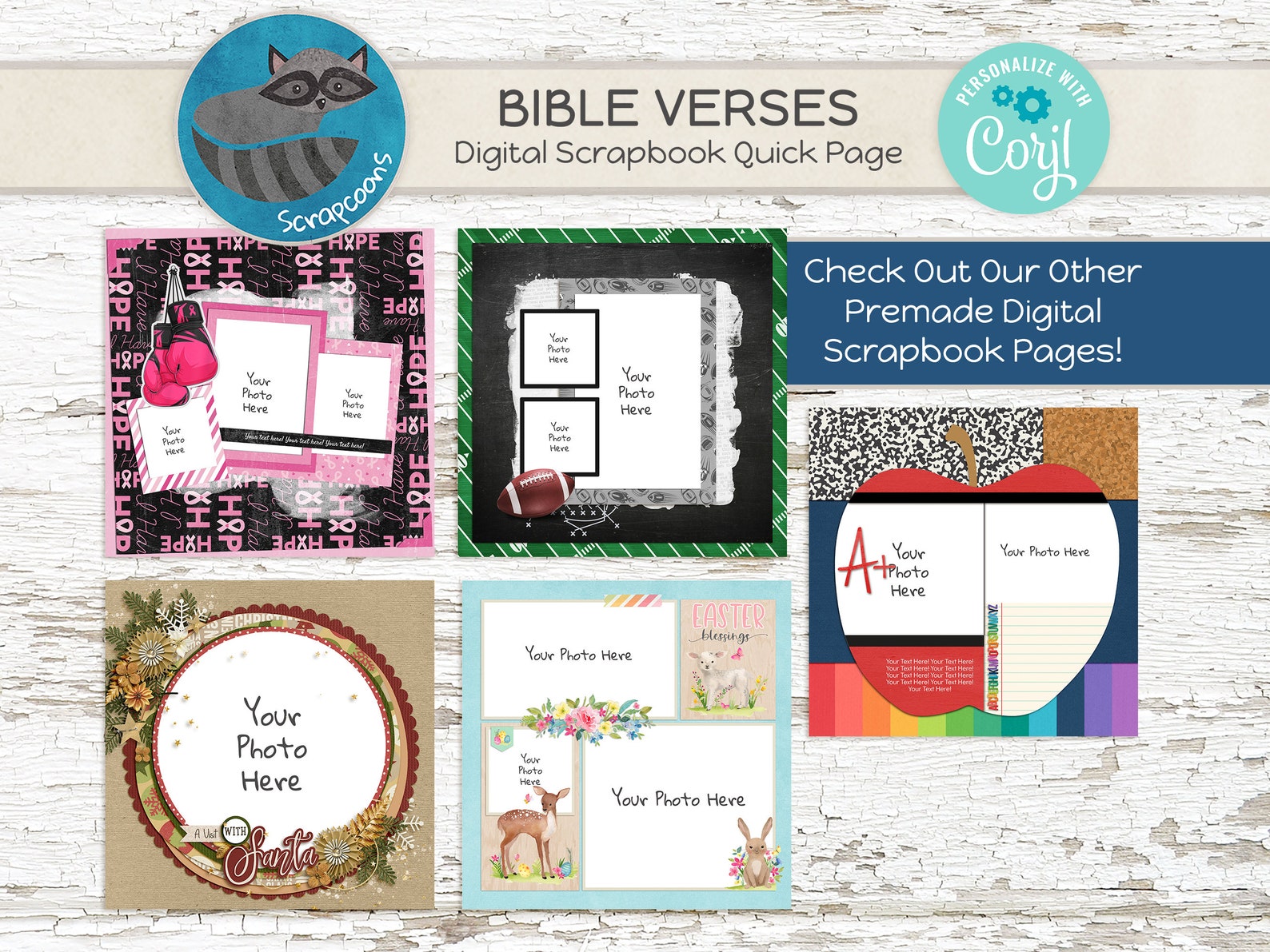 Bible Verse Digital Scrapbook Quick Page - Edit Template With Corjl - Etsy
