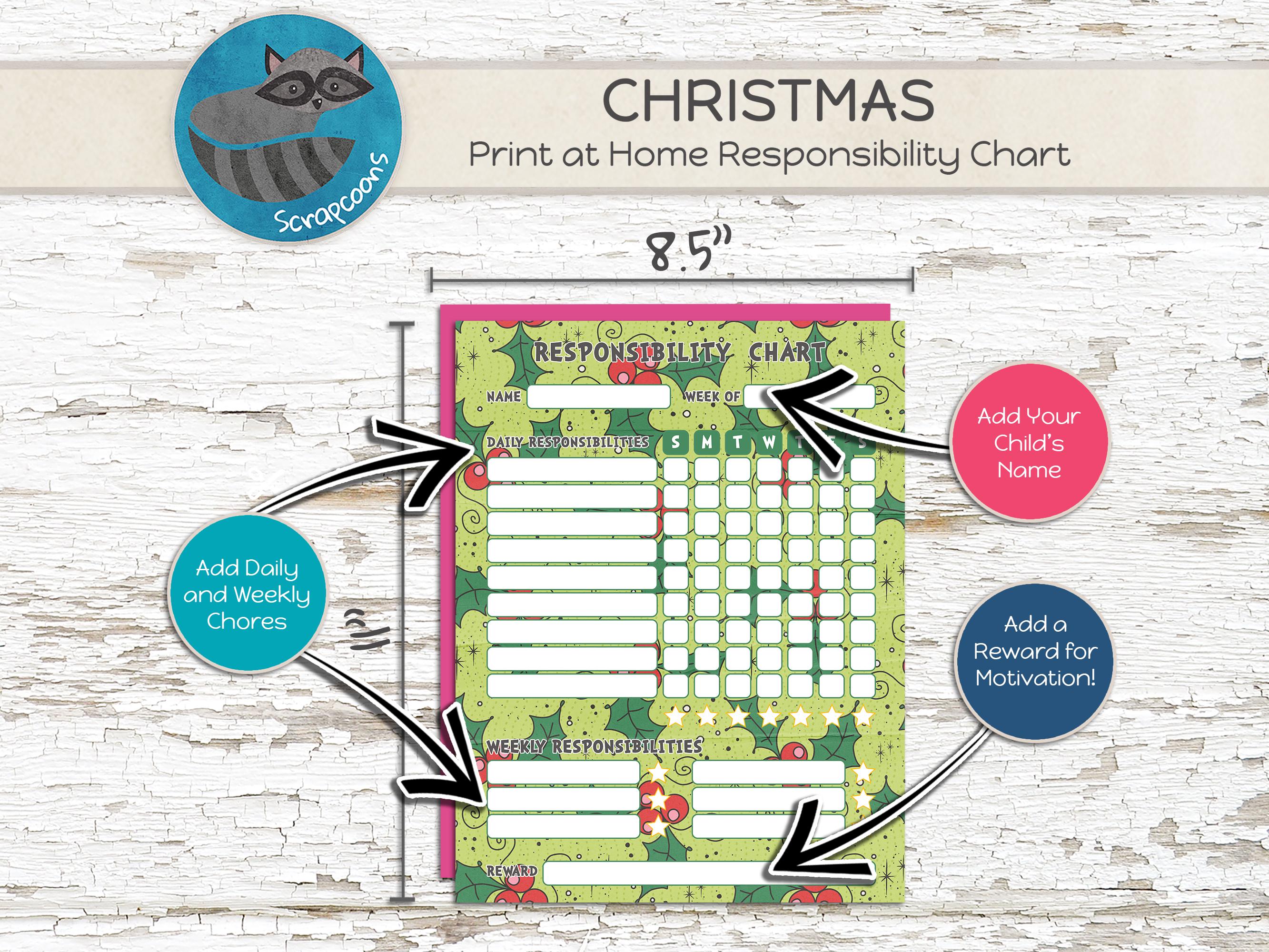Christmas Chore Chart for Kids, Holiday-themed - Etsy