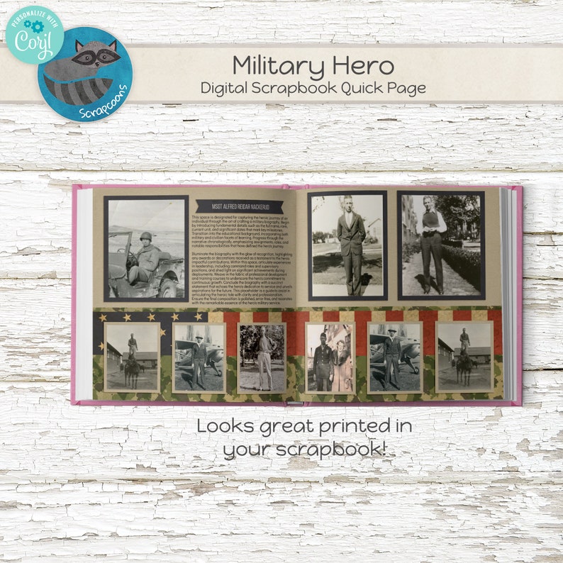 Military Hero Themed Digital Scrapbook Pages - Etsy