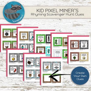 Pixel Miner Scavenger Hunt Printable, Minecraft Party Game, Indoor ...
