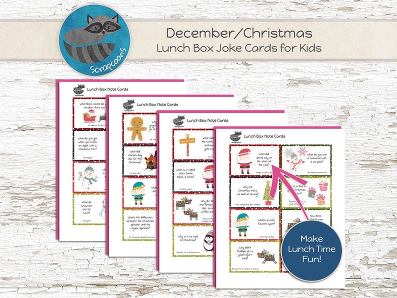 Christmas Lunchbox Joke Cards for Kids - Etsy
