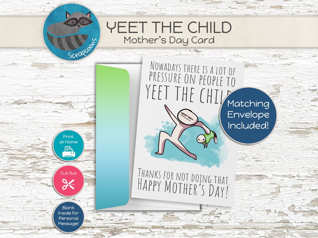 Yeet the Child Mother's Day Printable Card With Envelope - Etsy