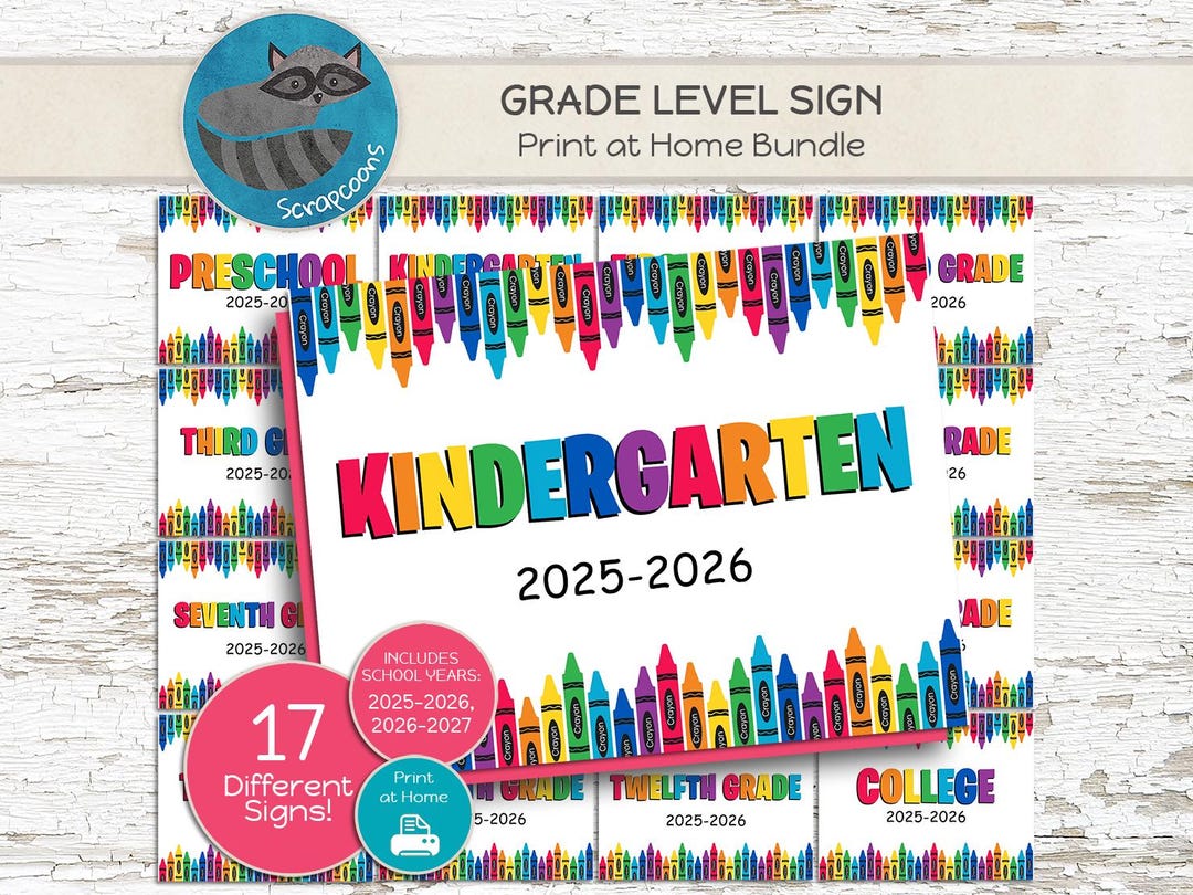 Grade Level School Year Sign Printable - Pre-k to College - 2025 2026 ...