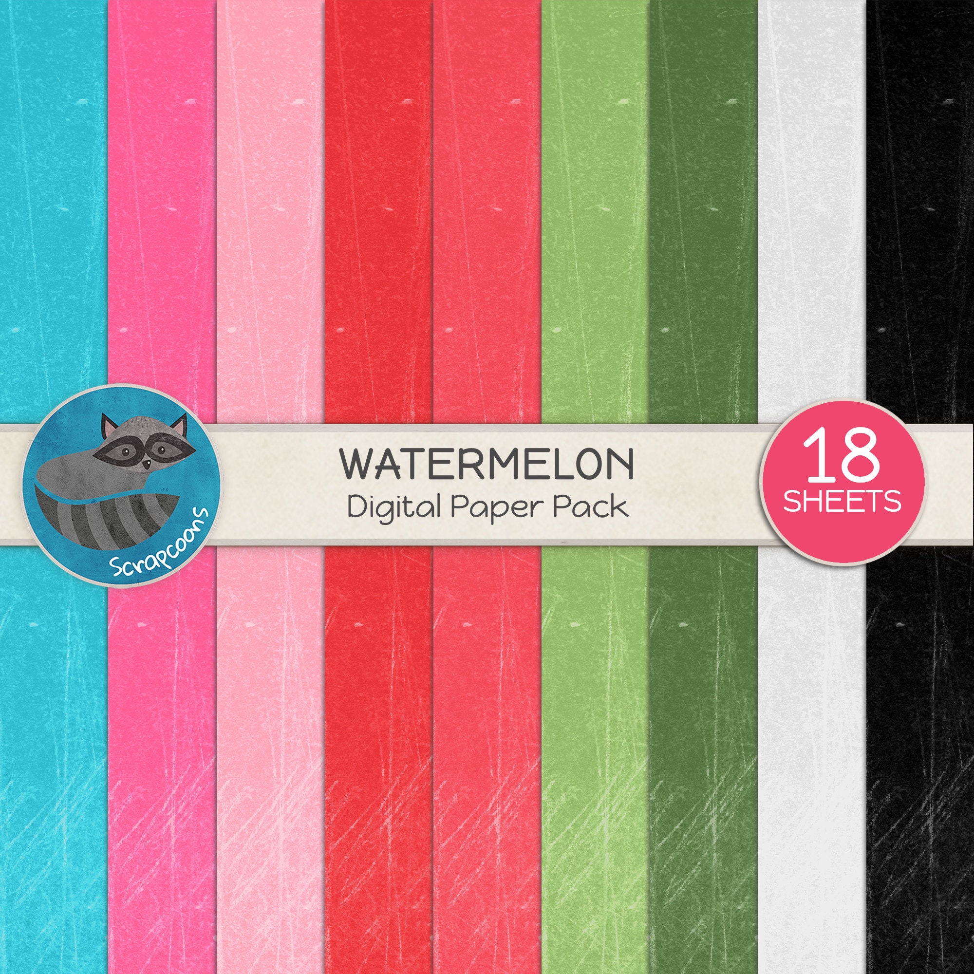 Sweet Watermelon Theme Digital Paper Set 18 Unique Patterns - Etsy
