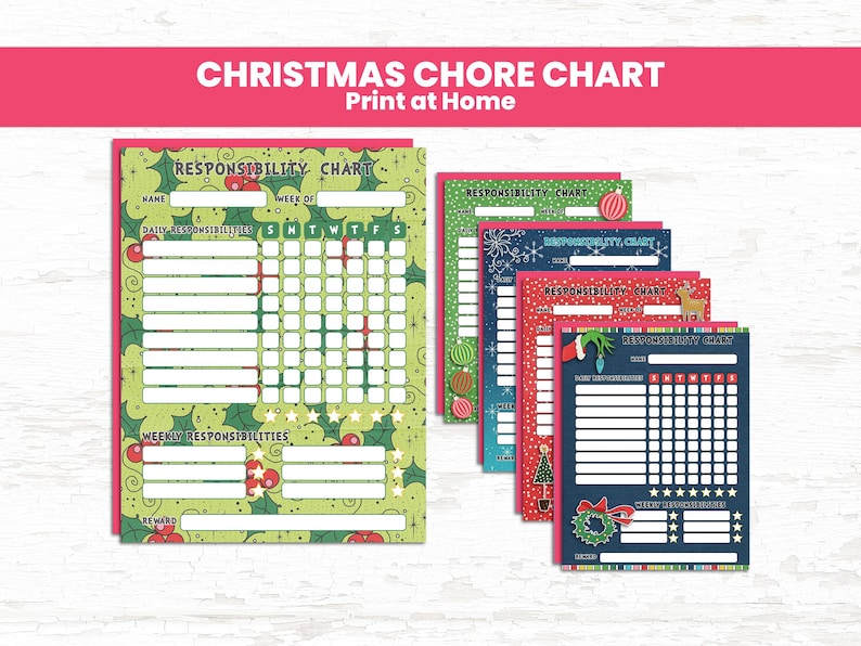 Kids Chore Chart Printable: Christmas Responsibility Chart PDF 8.5x11 ...