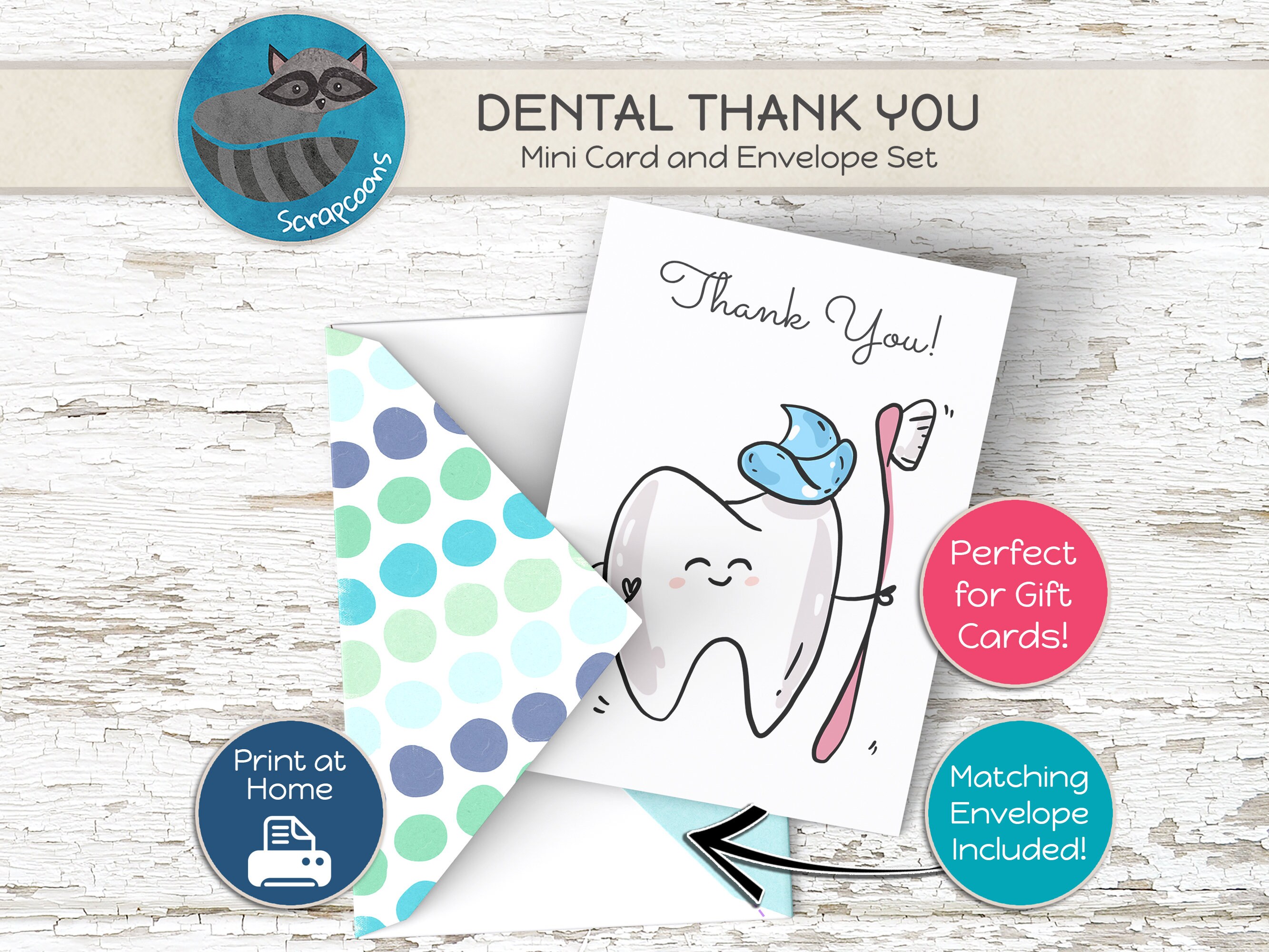 Dental Thank You Card With Envelope - Instant Download - Etsy