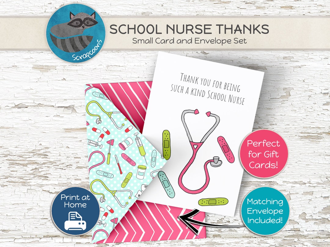 School Nurse Appreciation Printable Card With Envelope - Etsy