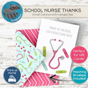 School Nurse Appreciation Printable Card With Envelope - Etsy