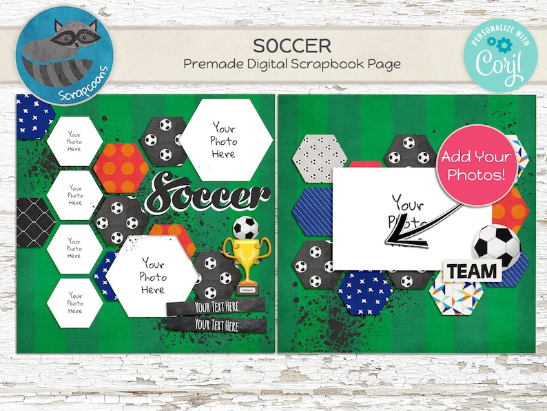 Easy Soccer Scrapbook Layout - Digital Quick Page Design - Etsy