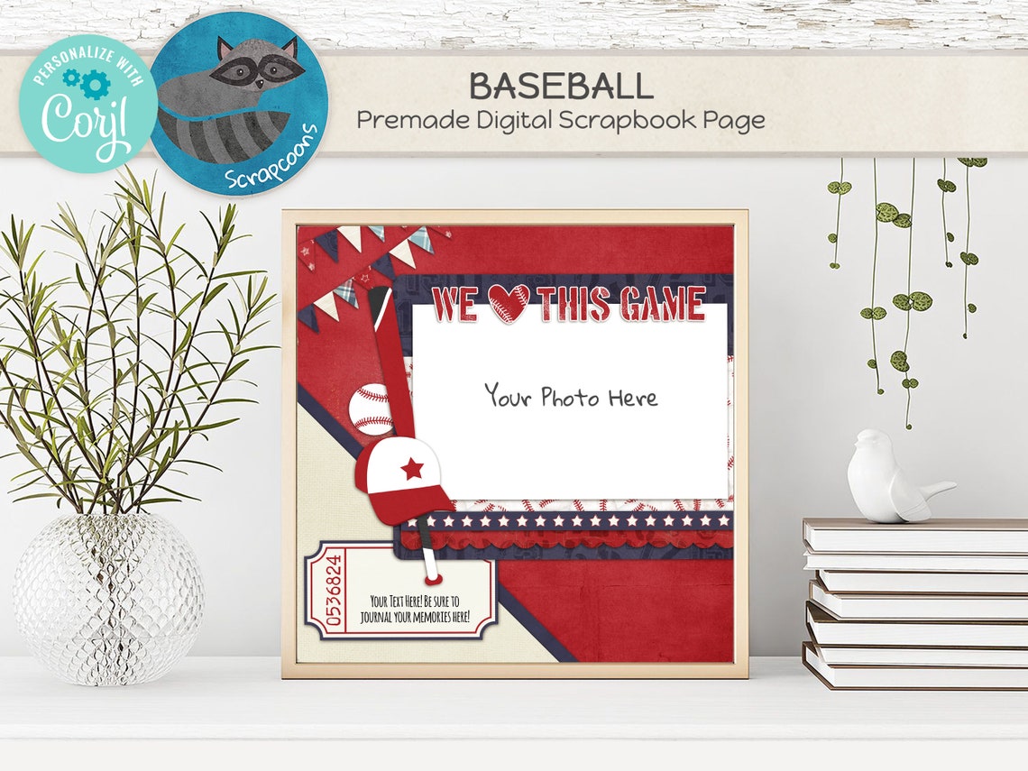Baseball Scrapbook Layout for Kids | Little League Digital Pages | T ...