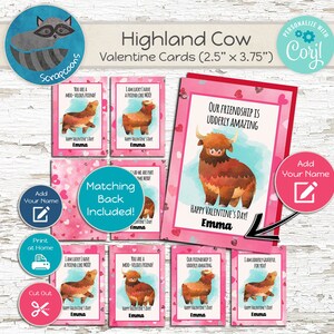 Adorable Highland Cow Valentine's Day Card Printable - Etsy