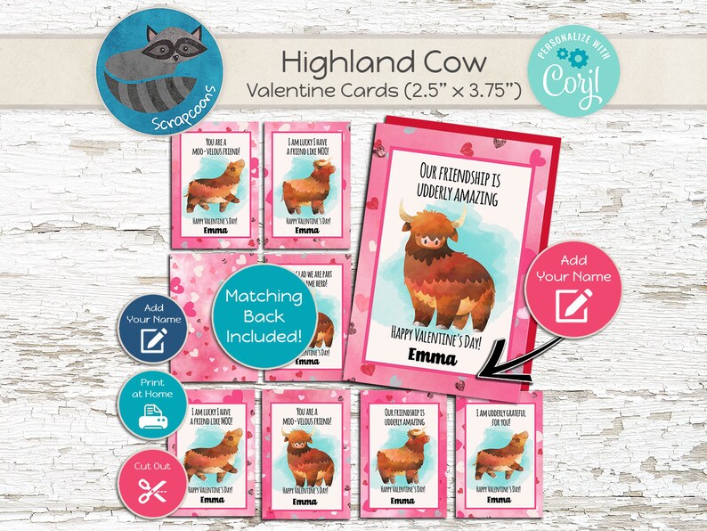 Adorable Highland Cow Valentine's Day Card Printable - Etsy