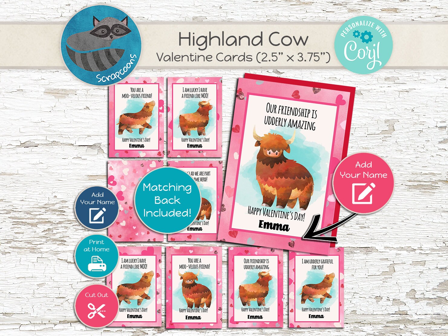 Adorable Highland Cow Valentine's Day Card Printable - Etsy