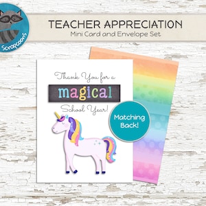 Teacher Appreciation Card Magical Unicorn School Year Thank You - Etsy