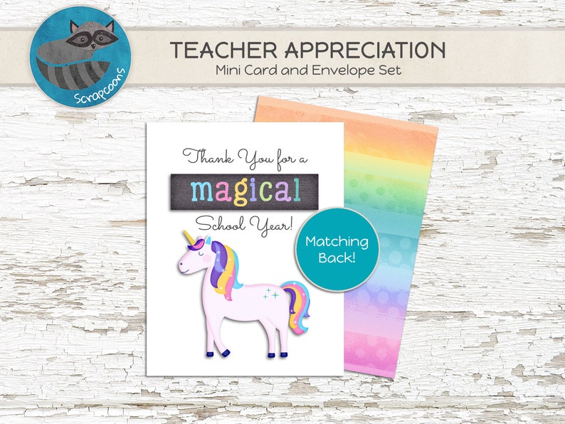 Teacher Appreciation Card Magical Unicorn School Year Thank You - Etsy