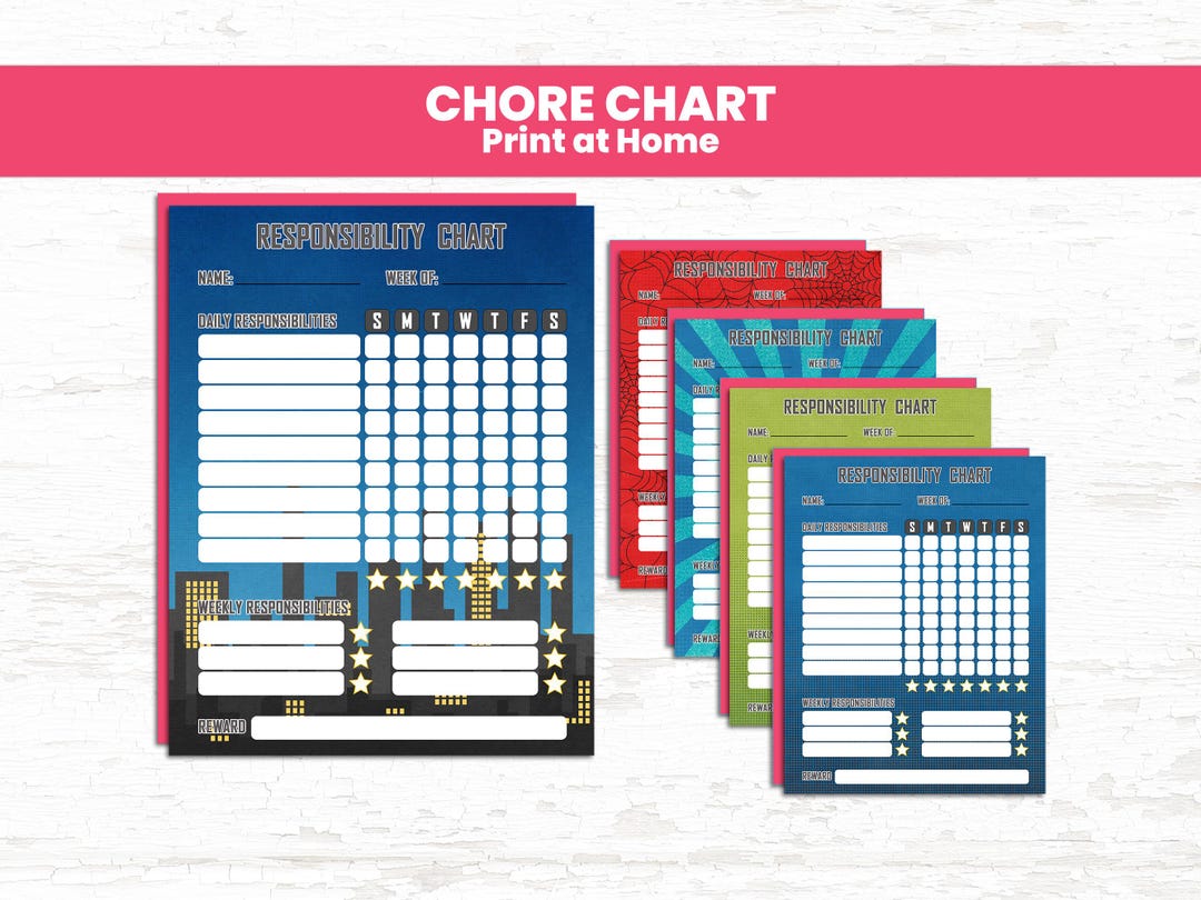 Superhero Chore Chart Printable for Kids - Comic Style Task Tracker ...