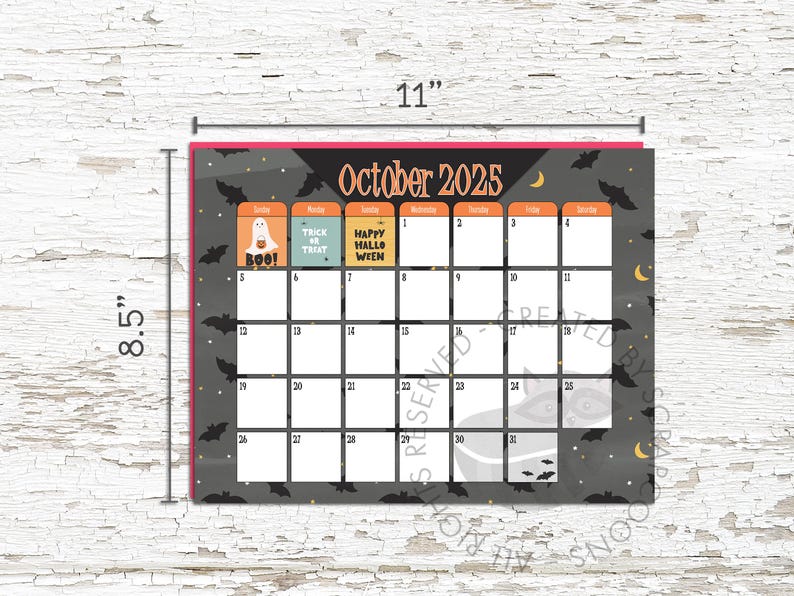 October 2025 Printable Calendar – Kids Classroom Homeschool PDF & JPG ...