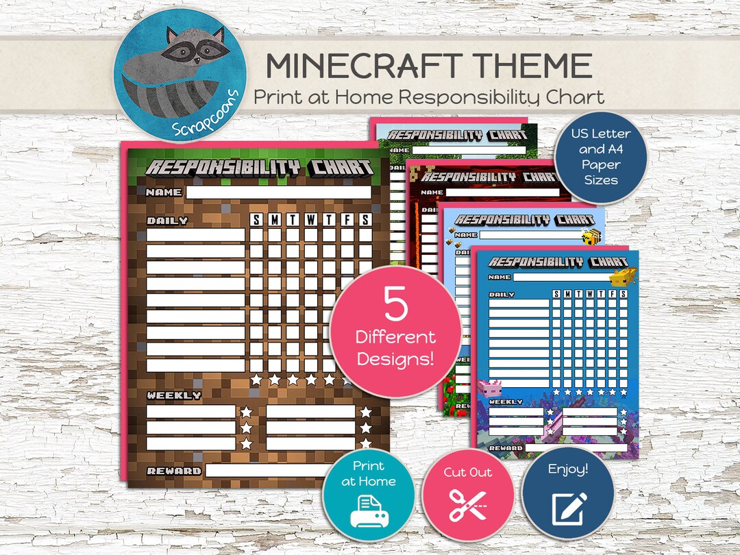 Chore Chart for Kids Minecraft Theme Digital Download - Etsy Portugal