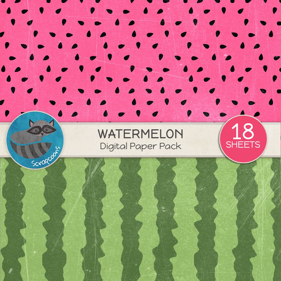 Sweet Watermelon Theme Digital Paper Set 18 Unique Patterns - Etsy