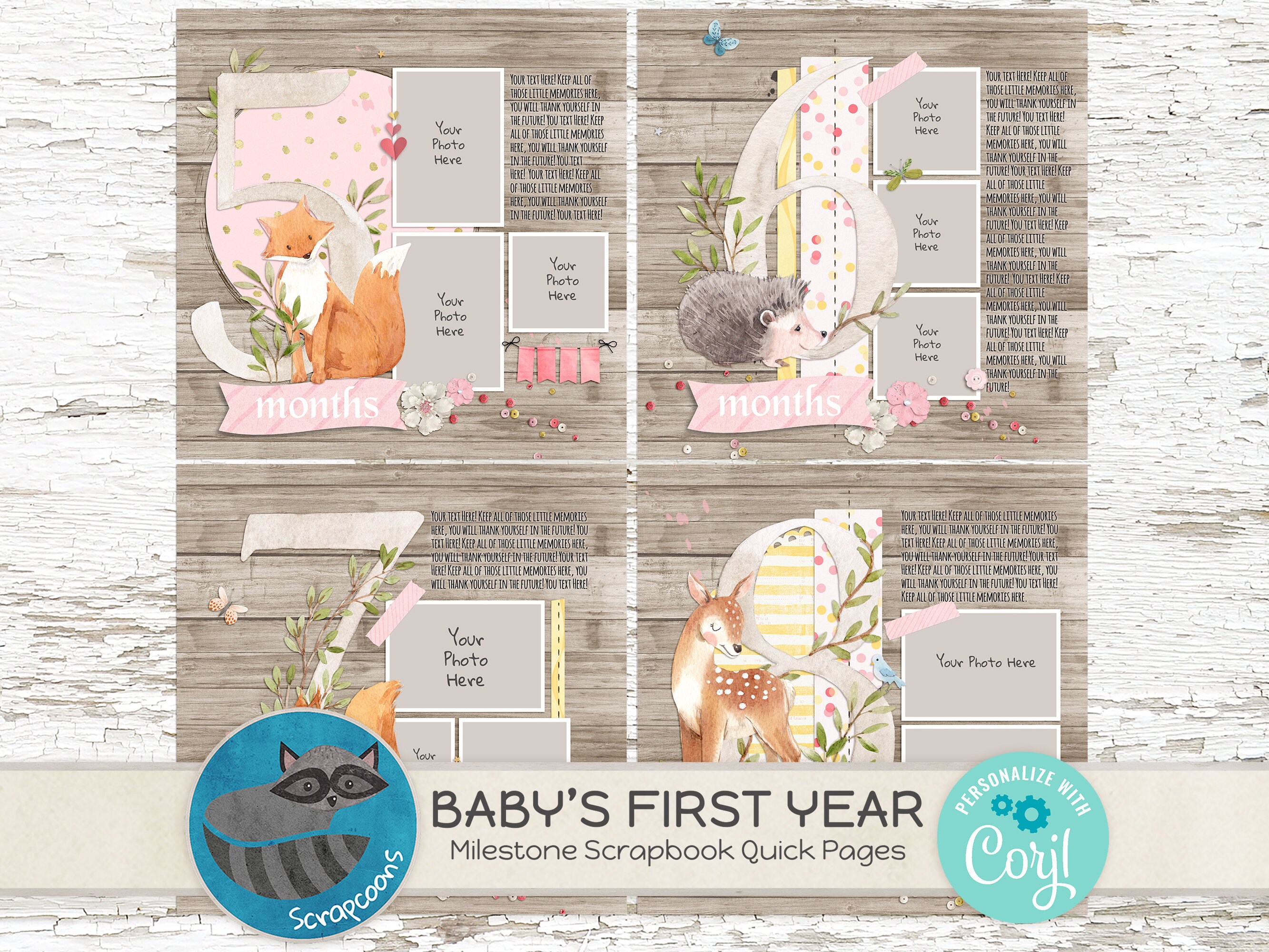 Baby First Year Scrapbook Pages Set – Monthly Templates for Easy DIY - Etsy