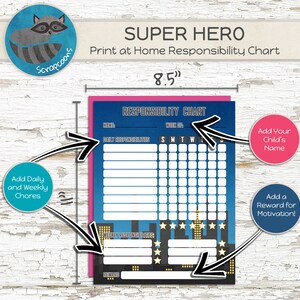 Superhero Chore Chart for Kids - Digital Download - Etsy