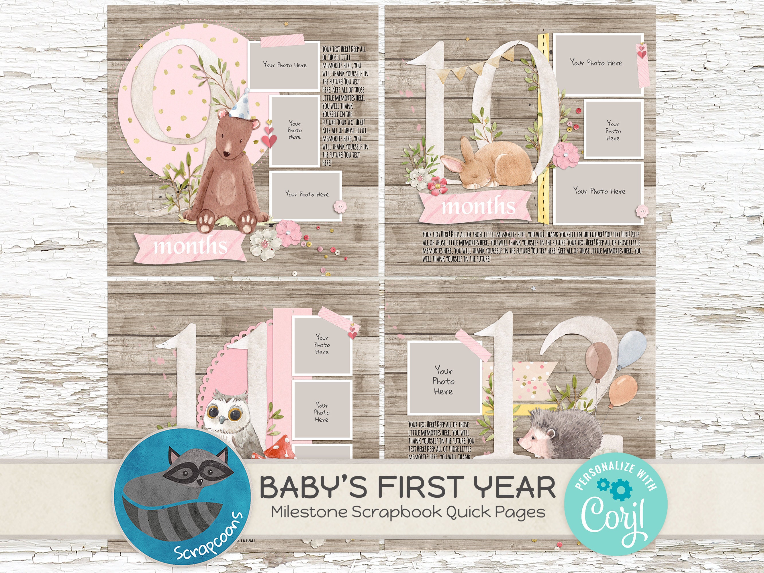 Baby First Year Scrapbook Pages Set – Monthly Templates for Easy DIY - Etsy