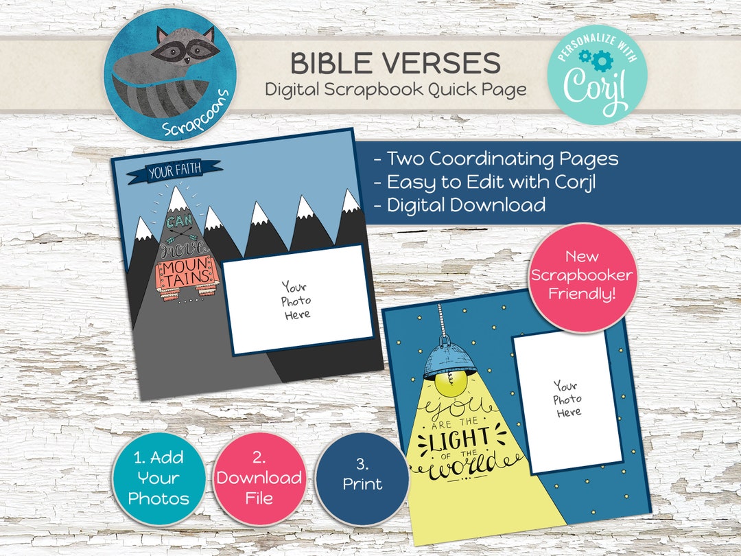 Bible Verse Quick Page Template – Faith Scrapbook Layout – Corjl ...