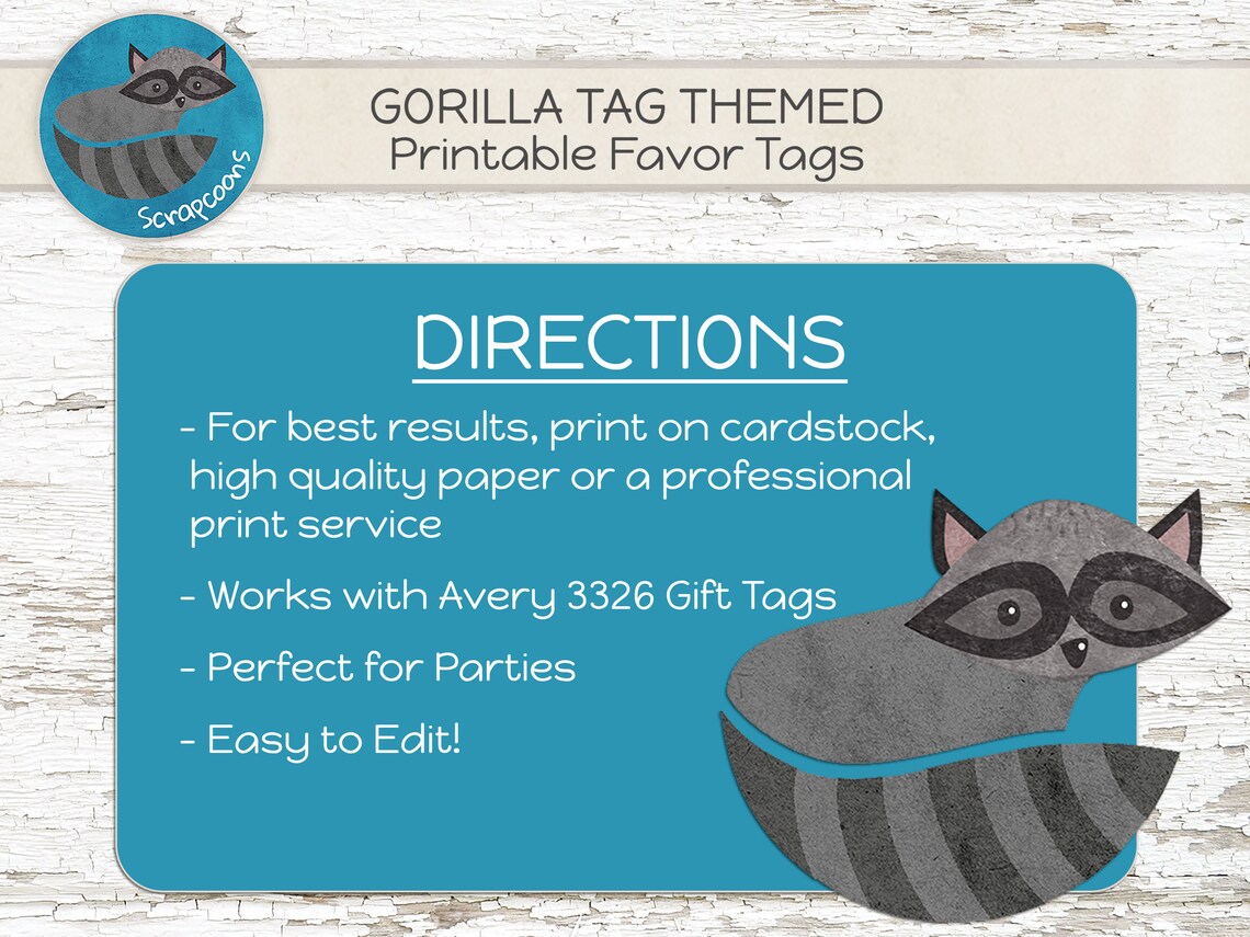 Gorilla Tag Themed Party Favor Tags - Printable and Ready to Print at ...