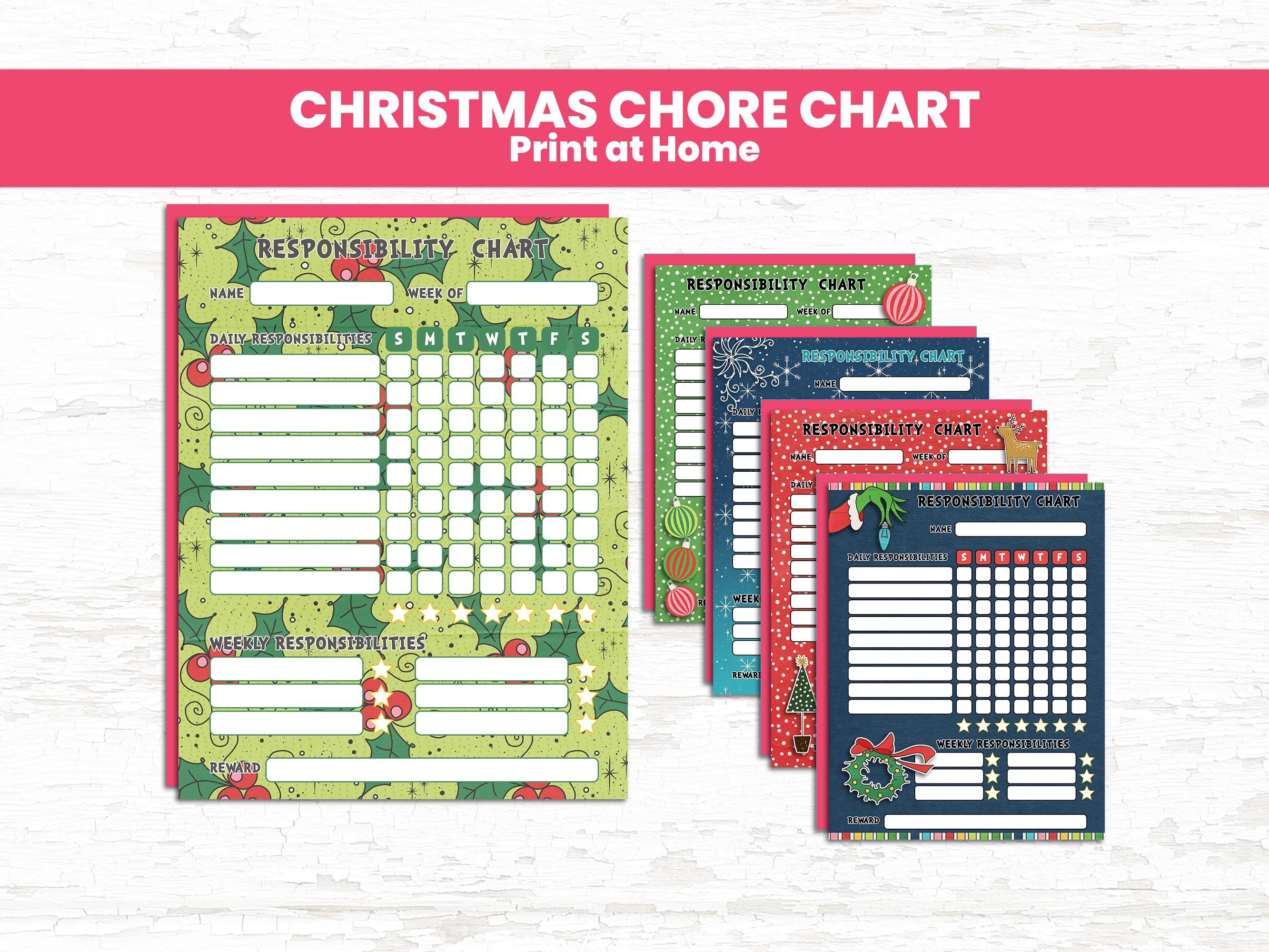 Kids Chore Chart Printable: Christmas Responsibility Chart PDF 8.5x11 ...