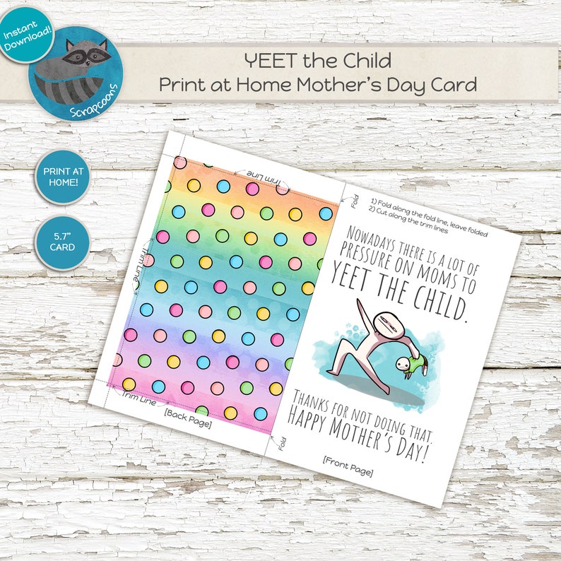 Yeet the Child Mother's Day Printable Card - Etsy