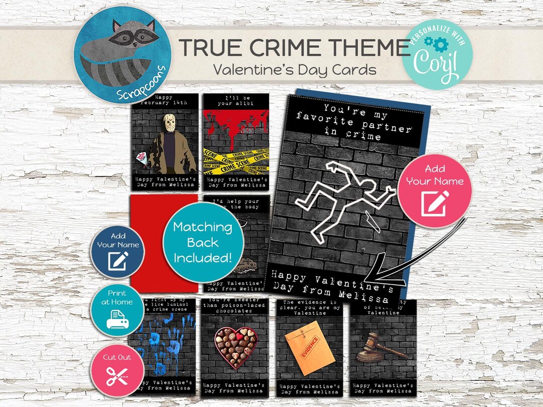 True Crime Valentine’s Day Cards Digital Download - Etsy